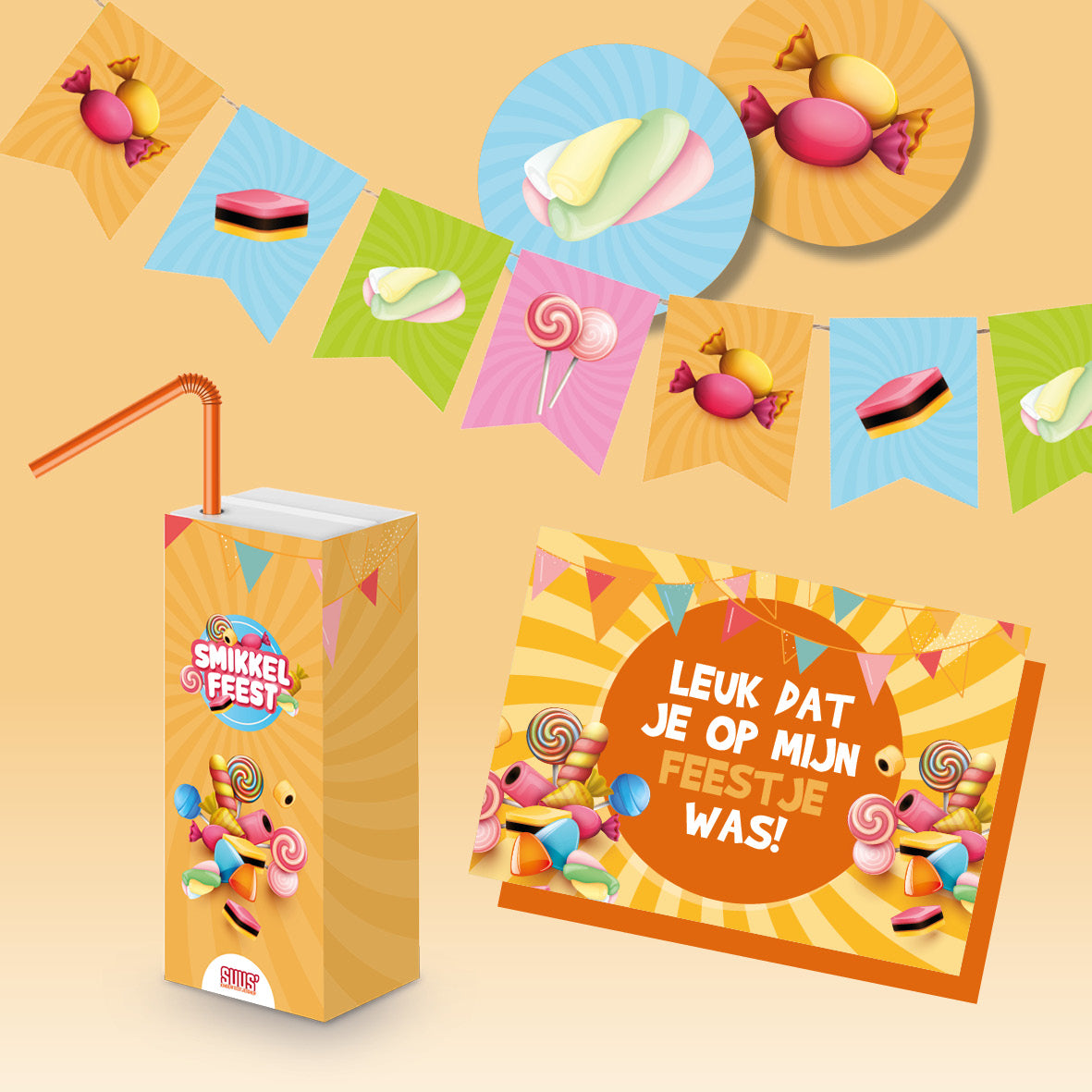 Versiering smikkelfeest (printable) – Suus Kinderfeestjes